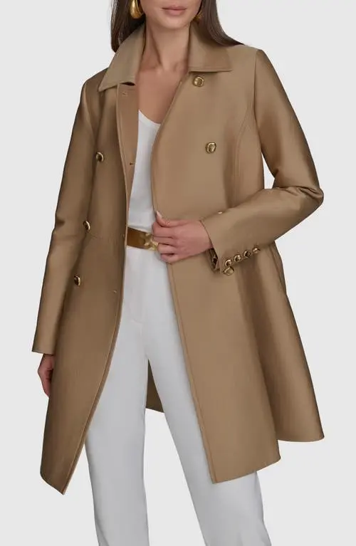 Donna Karan New York Water-resistant Skirted Cotton-blend Trench Coat