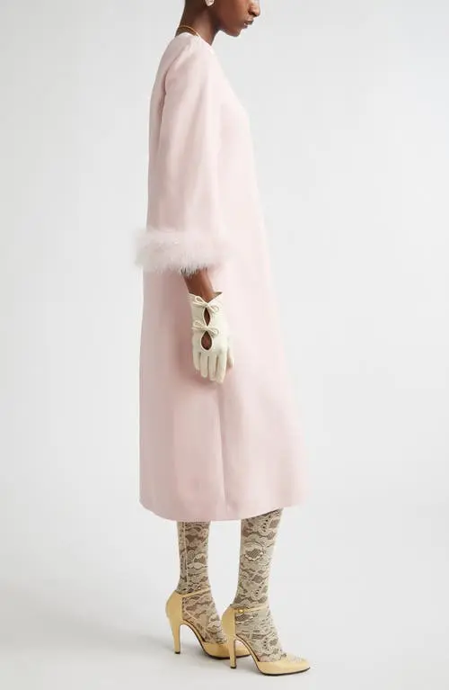 Valentino Garavani Feather Cuff Crepe Couture Midi Dress