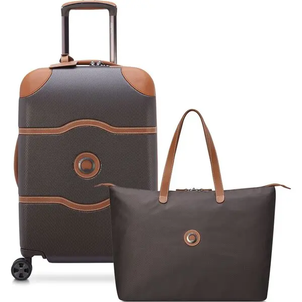 DELSEY PARIS 2-piece Spinner Carry-on And Tote Bag Set - Brown