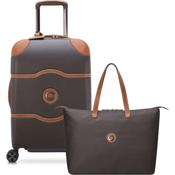 DELSEY PARIS 2-piece Spinner Carry-on And Tote Bag Set - Brown