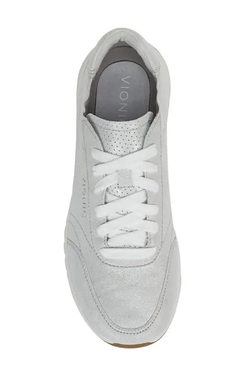 Vionic Uptown Metallic Suede Sneakers - Silver