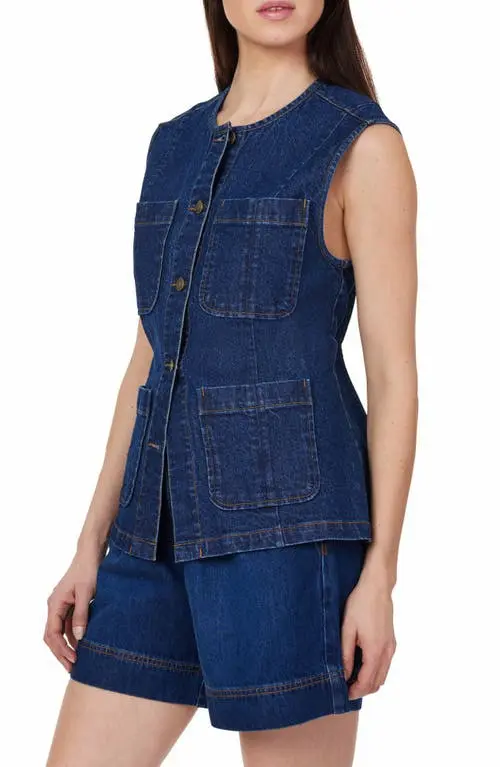 Habitual Collarless Denim Vest