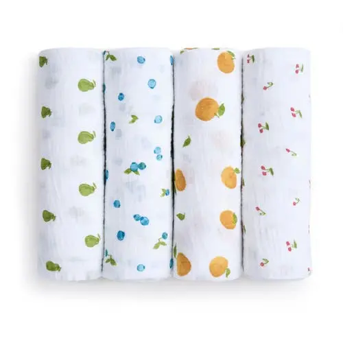 ADEN + ANAIS 4-pack 100% Organic Cotton Muslin Swaddles - Fresh Fruit
