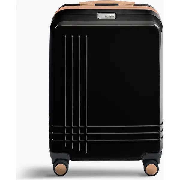 ROAM Large Expandable Carry-on Luggage - Black Gloss/tan Trim