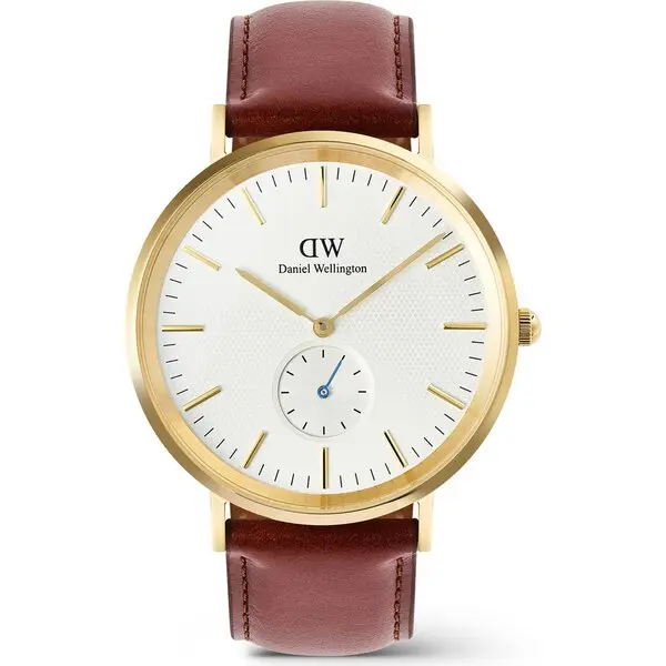 DANIEL WELLINGTON Classic Multi Eye Leather Strap Watch - Gold