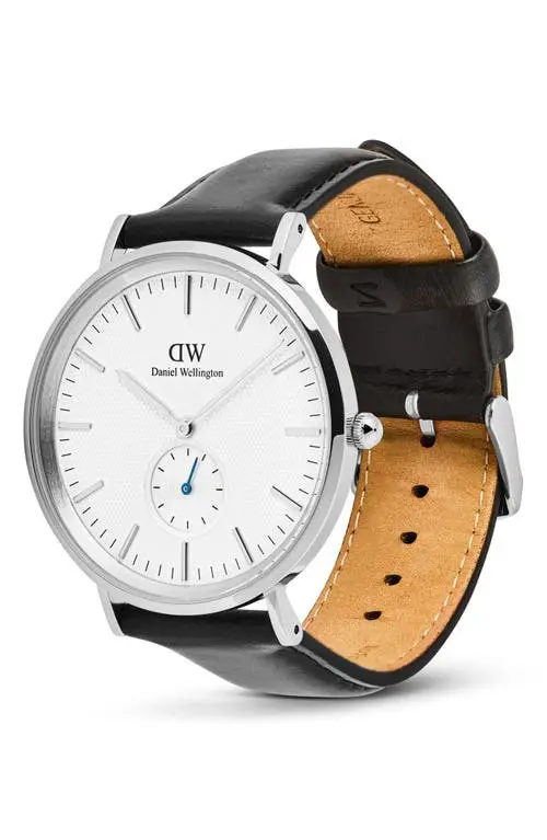 DANIEL WELLINGTON Classic Multi Eye Leather Strap Watch - Silver
