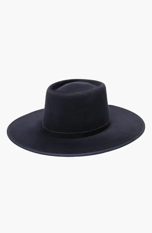 W Y E T H Boater Hat With Leather Band - Midnight Blue