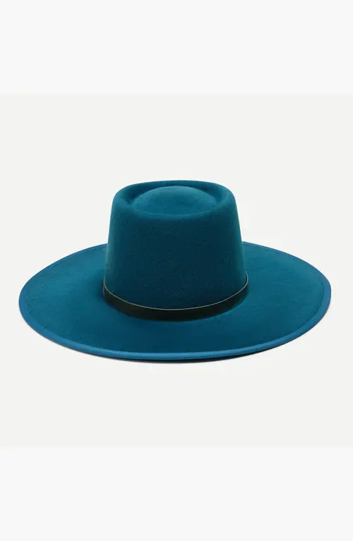 W Y E T H Boater Hat With Leather Band - Teal