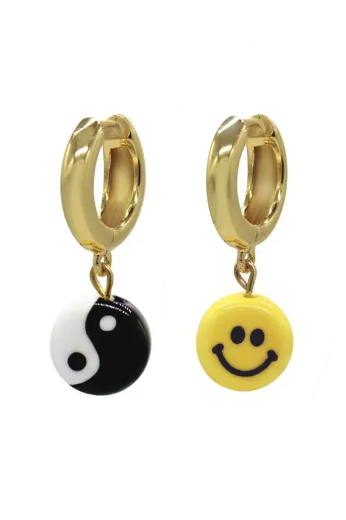 VELVET LUNA Yin Yang And Smile Earrings - Multi Colored