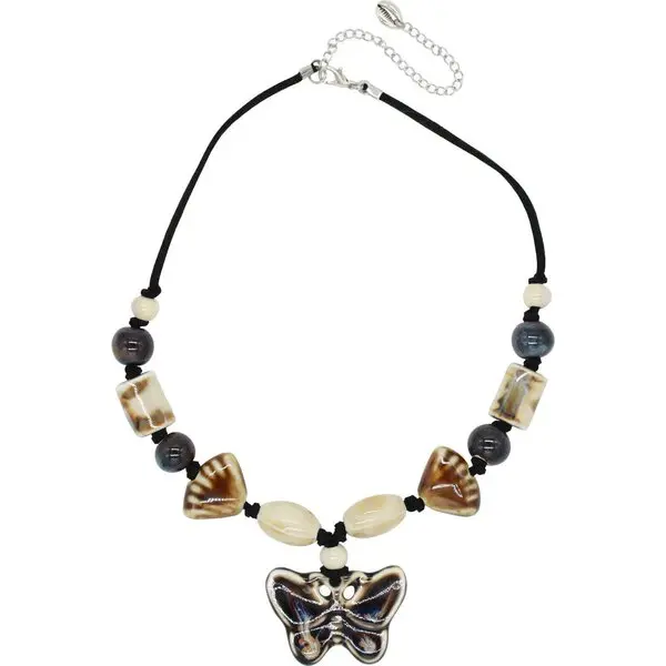 VELVET LUNA Ceramic Butterfly Necklace - Black