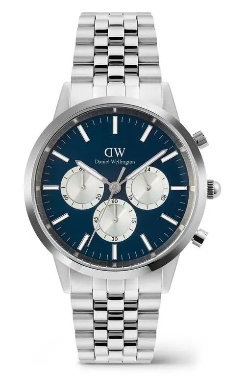 DANIEL WELLINGTON Iconic Chronograph Bracelet Watch - Silver