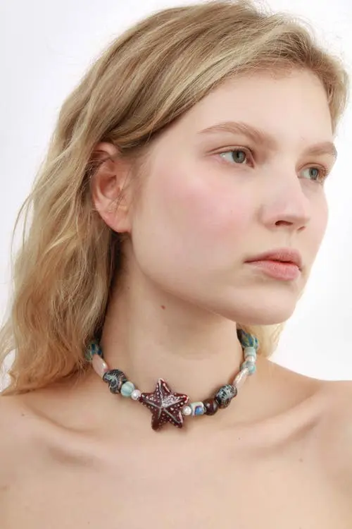 VELVET LUNA Pearl And Starfish Necklace - Multi Colored