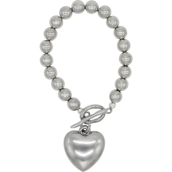 VELVET LUNA Hematite Heart Charm Bracelet - Silver