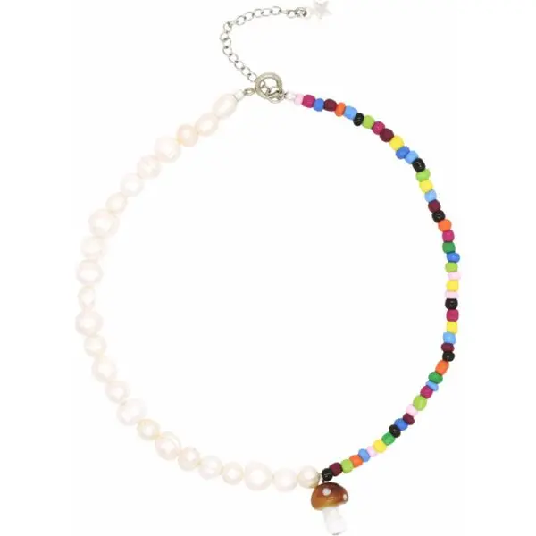 VELVET LUNA Pearl And Beaded Mushroom Choker - Multi Colored