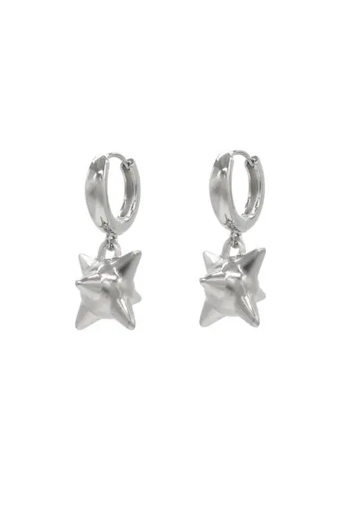 VELVET LUNA Steel Spiked Ball Huggie Earrings - Silver