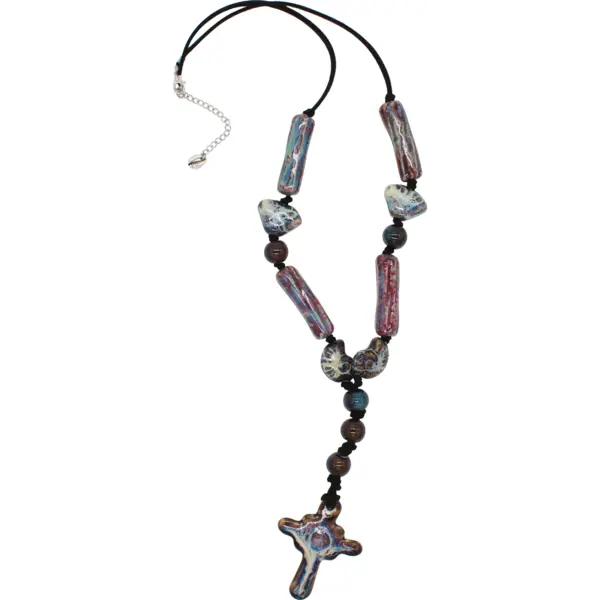 VELVET LUNA Ceramic Cross Pendant Necklace - Multi Colored