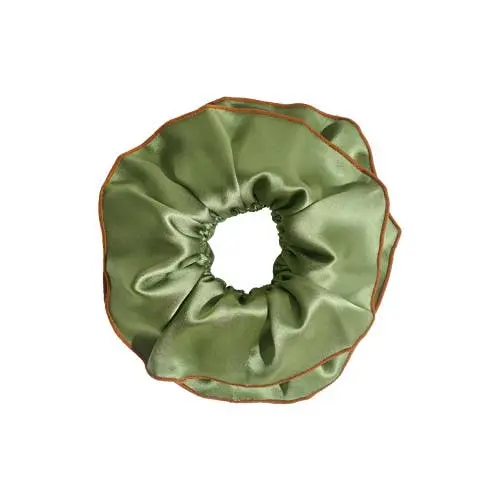 LOST PATTERN Nyc Maxi Flower Double-layer Oversized Silk Scrunchie - Martini Olive