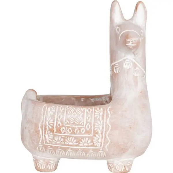 TEN THOUSAND VILLAGES Llama Terracotta Planter - Beige