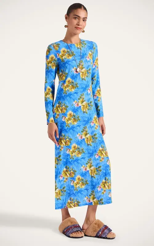 La DoubleJ Long Sleeve Swing Dress - Riptide Light Blue