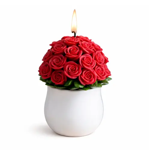 SOUTHLAKE GIFTS Rose Bouquet Candle - Dark Red Rose