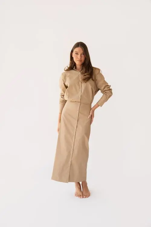SHANI X BY TESS Shani Midi Dress - Tan