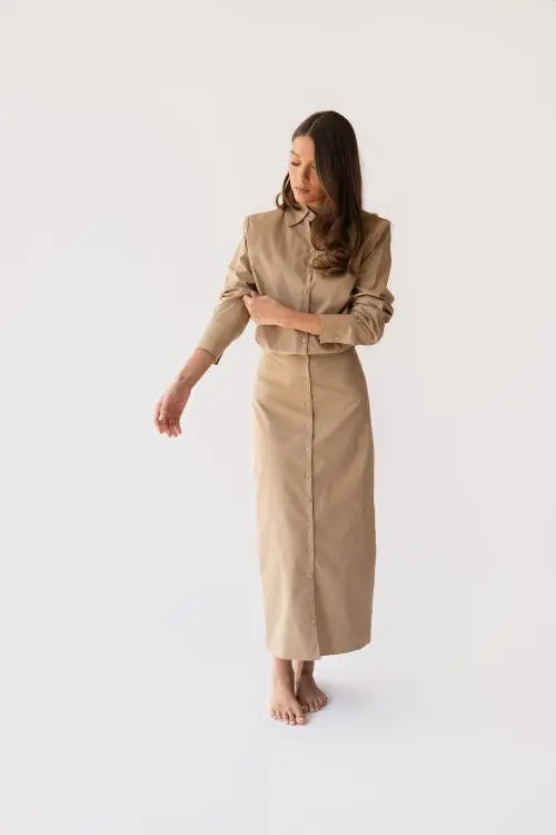 SHANI X BY TESS Shani Midi Dress - Tan