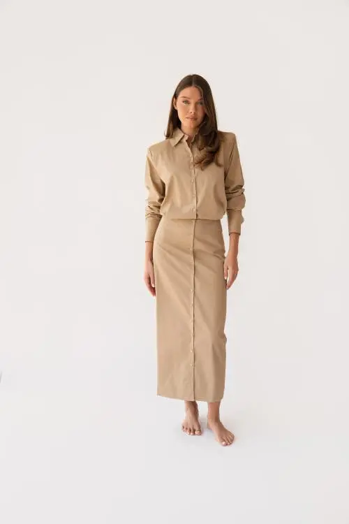 SHANI X BY TESS Shani Midi Dress - Tan