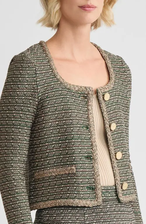Misook Braided Trim Tweed Knit Jacket