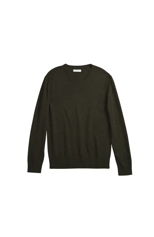 ITALIC Cole Merino Lightweight V-neck Sweater - Thyme