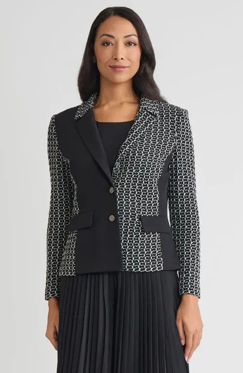 Misook Tailored Mixed Media Tweed Knit Blazer