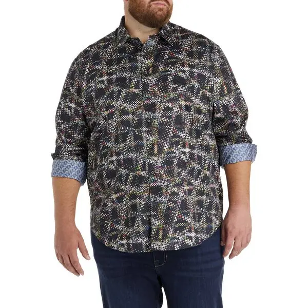 ROBERT GRAHAM BY DXL Big & Tall Grid Textured Sport Shirt