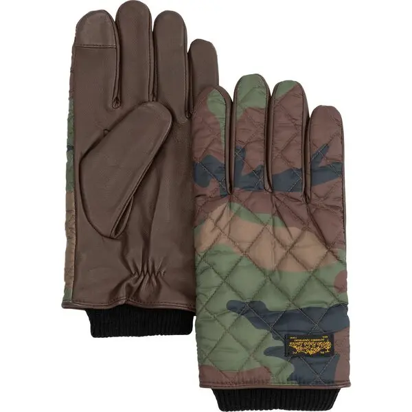 Polo Ralph Lauren Camo Quilted Field Touch Gloves - Olive Camo Black Cuff