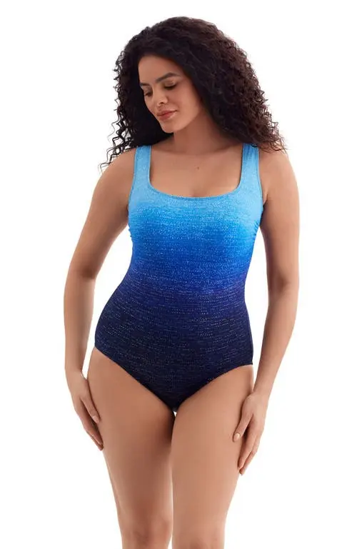 LONGITUDE Double X-back Tank Long Torso One-piece Swimsuit - Twinkling Lights