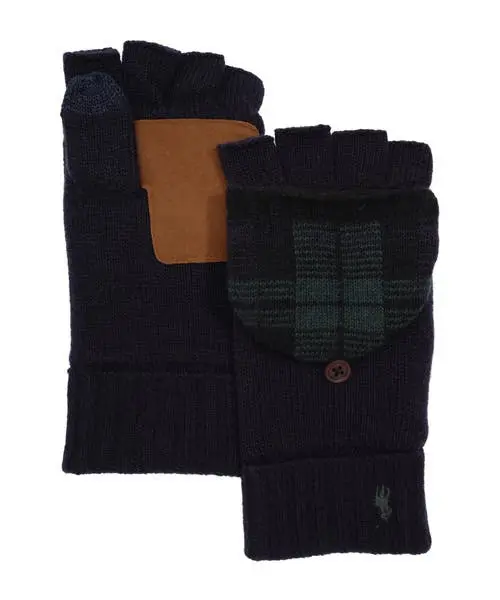 Polo Ralph Lauren Plaid Mitt Convertible Gloves - Collection Navy