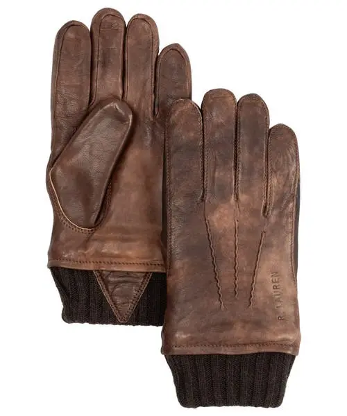 Polo Ralph Lauren Burnished Leather Flight Glove - Patina Med Brown