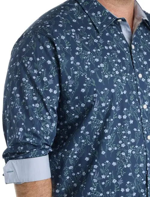 SYNRGY BY DXL Big & Tall Floral Print Sport Shirt - Blue