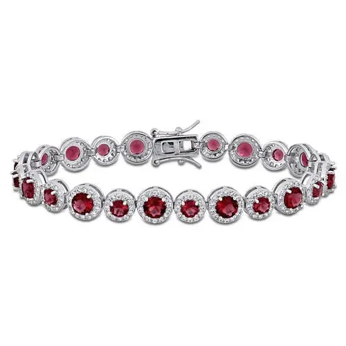 JULIANNA B. Cubic Zirconia And Created White Sapphire Tennis Bracelet - Red Cz