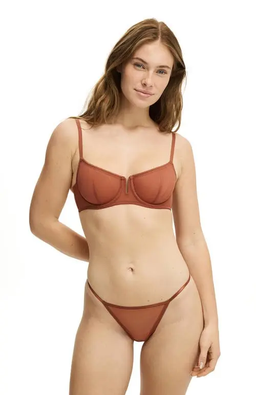 Cotton:on U Wire Mesh Balconette Bra - Caramel Crush