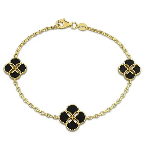 JULIANNA B. Floral Station Bracelet - Black Agathe
