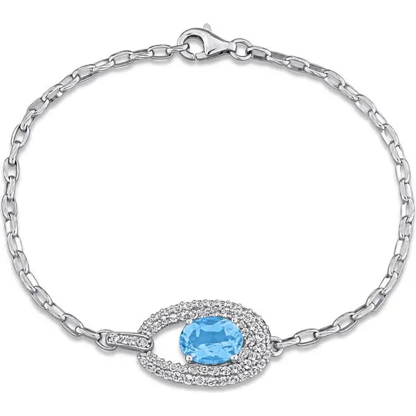 JULIANNA B. Topaz Sterling Silver Link Bracelet - Blue Topaz