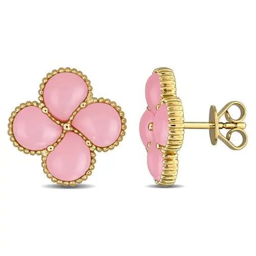 JULIANNA B. Lab-created Gemstone Quatrefoil Flower Stud Earrings - Created Pink Opal