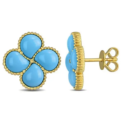 JULIANNA B. Lab-created Gemstone Quatrefoil Flower Stud Earrings - Created Turquoise
