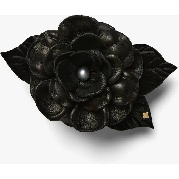 HELENA SIMON The Gardenia Floral Brooch - Black