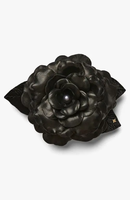 HELENA SIMON The Large Gardenia Floral Brooch - Black