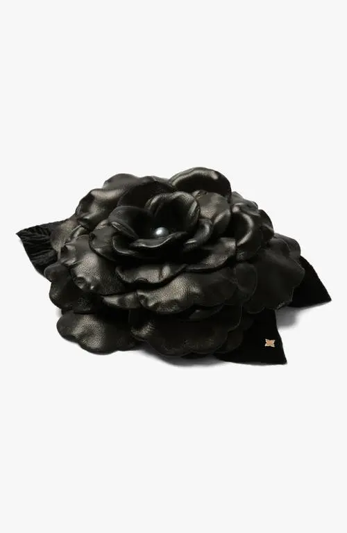 HELENA SIMON The Large Gardenia Floral Brooch - Black