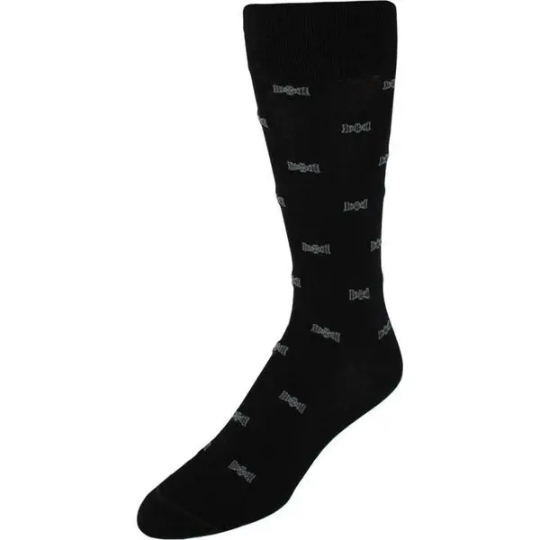 Trafalgar Bow Tie Patterned Mercerized Cotton Mid-calf Socks - Black