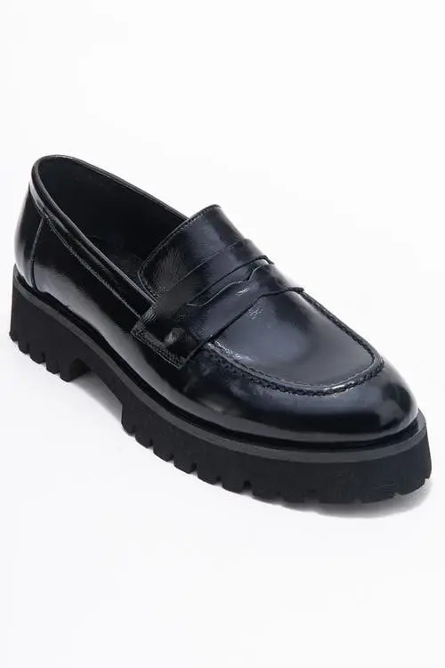 FOREVER & ALWAYS SHOES Vionel Leather Loafer - Black Patent Leather