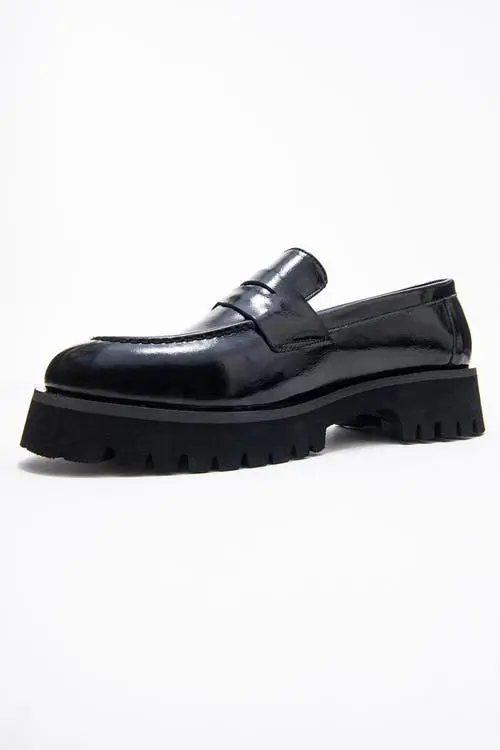 FOREVER & ALWAYS SHOES Vionel Leather Loafer - Black Patent Leather
