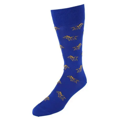Trafalgar The Winner Jockey And Horse Novelty Mid-calf Mercerized Cotton Socks - Blue