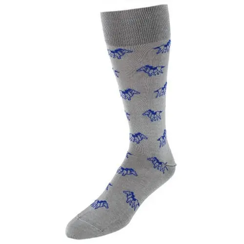 Trafalgar The Winner Jockey And Horse Novelty Mid-calf Mercerized Cotton Socks - Grey
